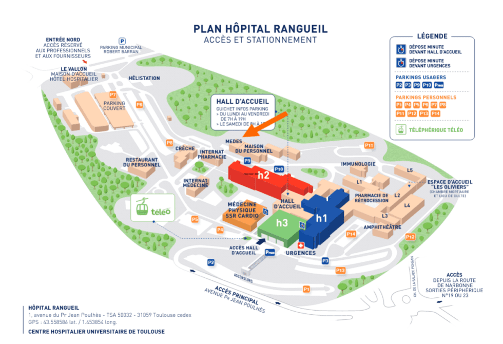 Plan d'accès Clinique Spatiale (sur site Rangueil) - Medes